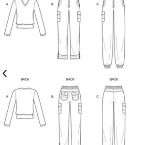 Sewing Pattern for Womens Cargo Pants W/ Knit Top, New Look N6644, New ...