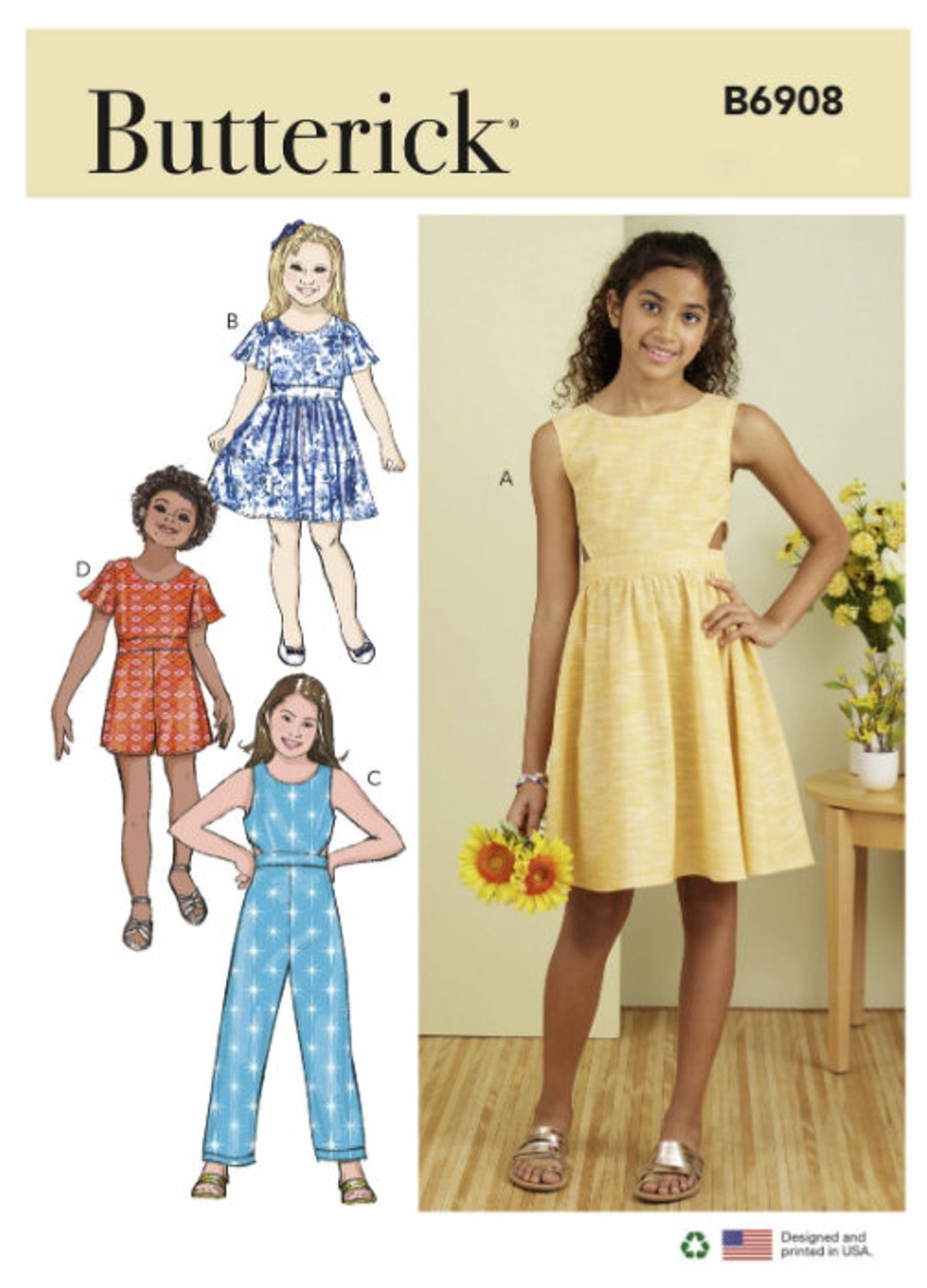 Sewing Pattern for Girls Dress, Jumpsuit and Romper, Butterick Pattern ...
