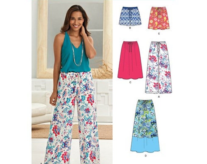 Sewing Pattern Womens Skirt in Three Lengths & Pants, Shorts, New Look ...
