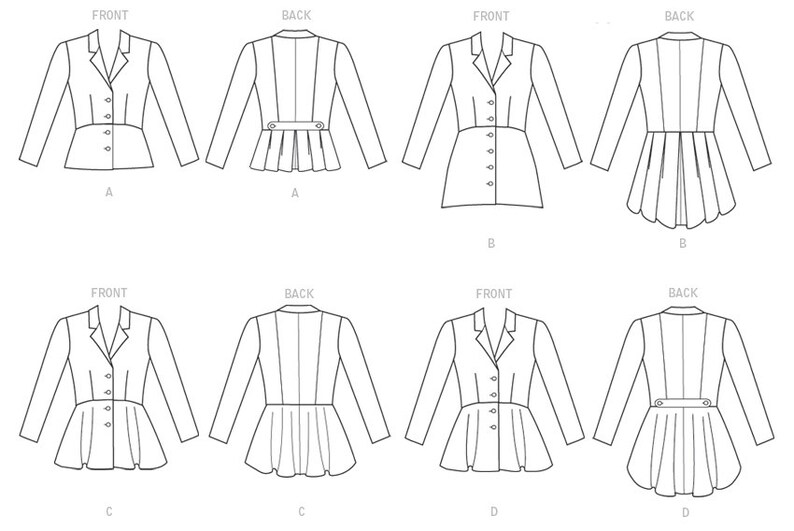 Sewing Pattern for Womens' Notch-collar, Peplum Jackets, Mccall's ...