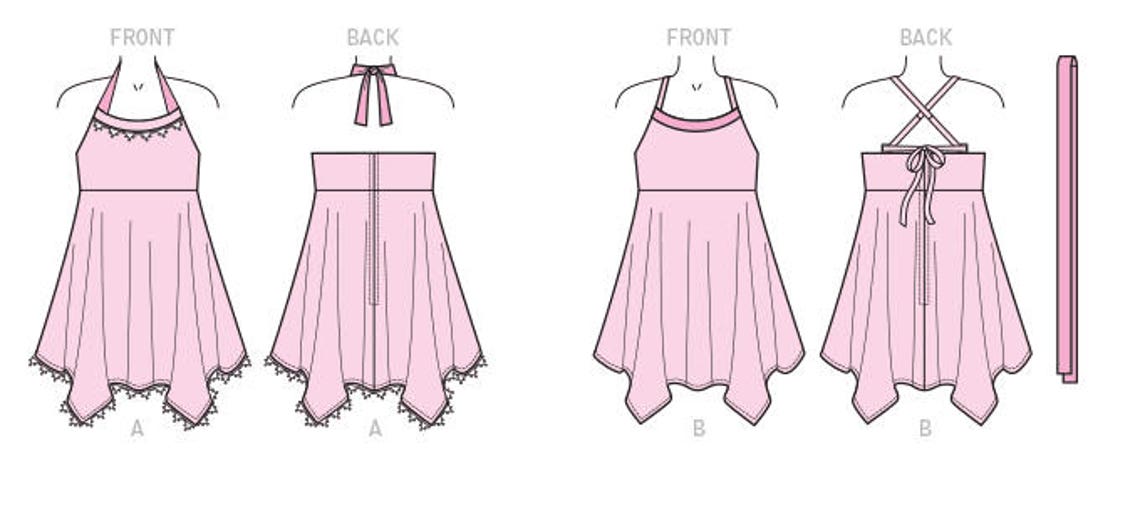 Sewing Pattern for Girls' Handkerchief-hem Halter Dresses - Etsy