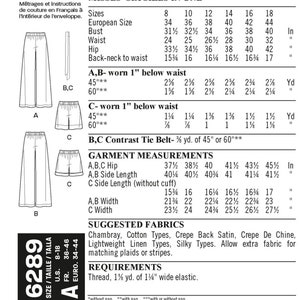 Sewing Pattern Womens Pull-on Pants or Shorts and Tie Belt, New Look ...