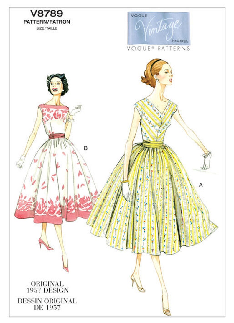 Sewing Pattern for Womens' Vintage Style Dress 1957 Design, Vogue ...