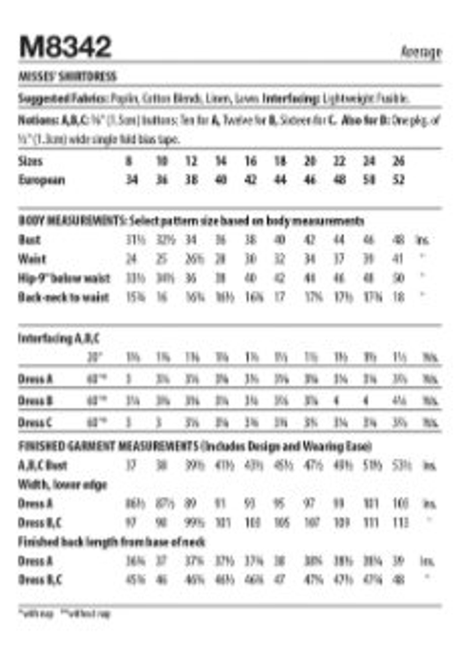 Sewing Pattern for Womens Dresses Mccalls Pattern M8342 New - Etsy