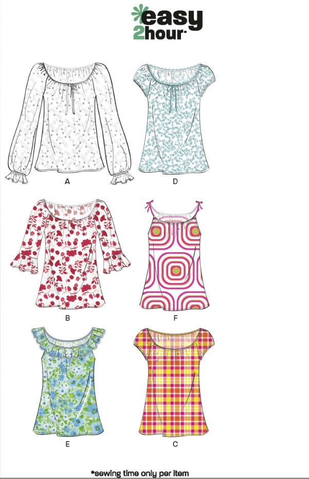Sewing Pattern for Womens Tops in Misses Sizes, Spring, Summer & Fall ...