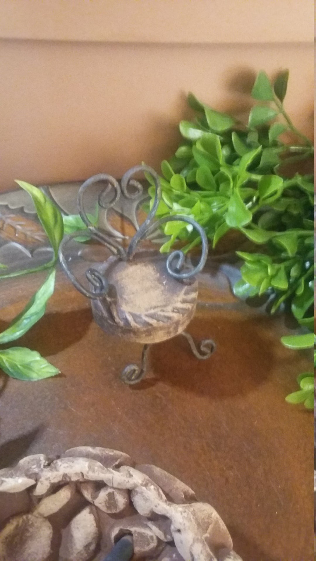 Fairy Garden Miniature Chair, Clay and Rusted Wire French Styled Chair ...