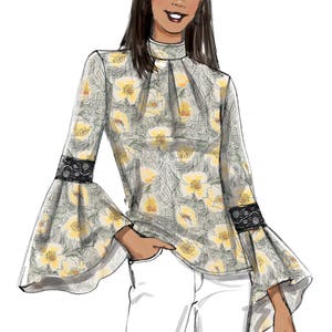 Sewing Pattern for Misses' TOP W/ SLEEVE & CUFF Variations, Vogue ...