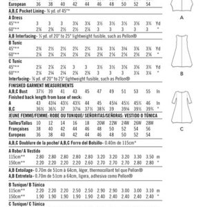 Sewing Pattern for Misses' and Women's Dress or Tunic, Simplicity ...