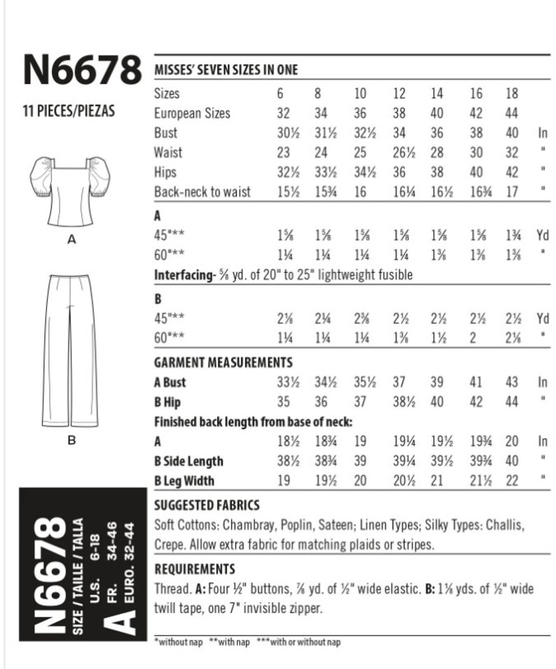 Sewing Pattern for Womens Pants & Top New Look Pattern N6678 - Etsy