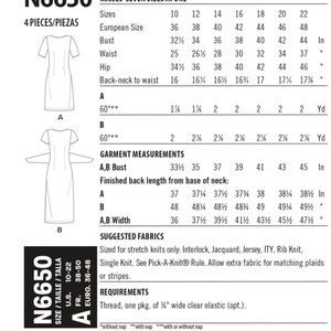 Sewing Pattern for Womens Dresses, New Look Pattern N6650, Misses Knit ...
