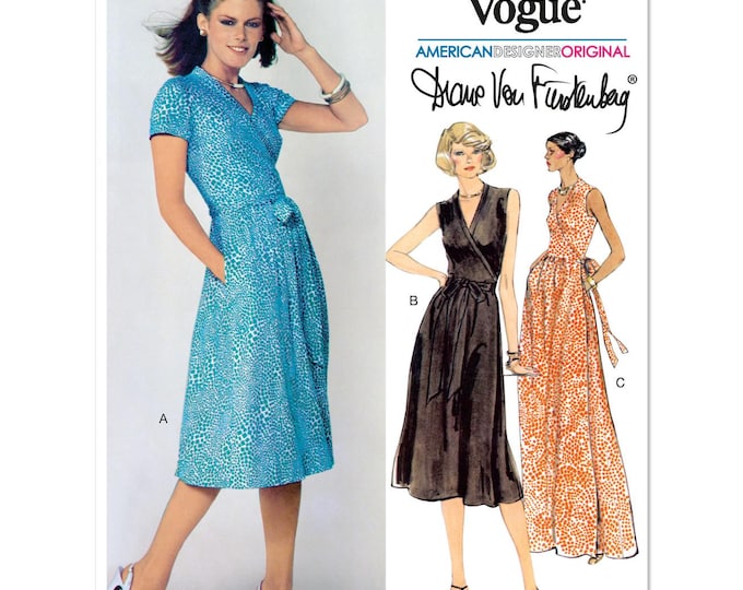 1976 Vintage VOGUE Sewing Pattern WRAP DRESS B36″ (1890) Diane Von ...