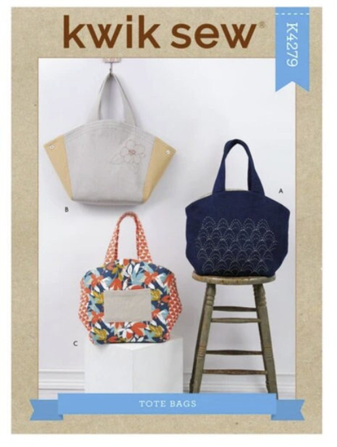 Sewing Pattern for TOTE BAGS, Kwik Sew Pattern K4279, Womens Bags, Tote ...
