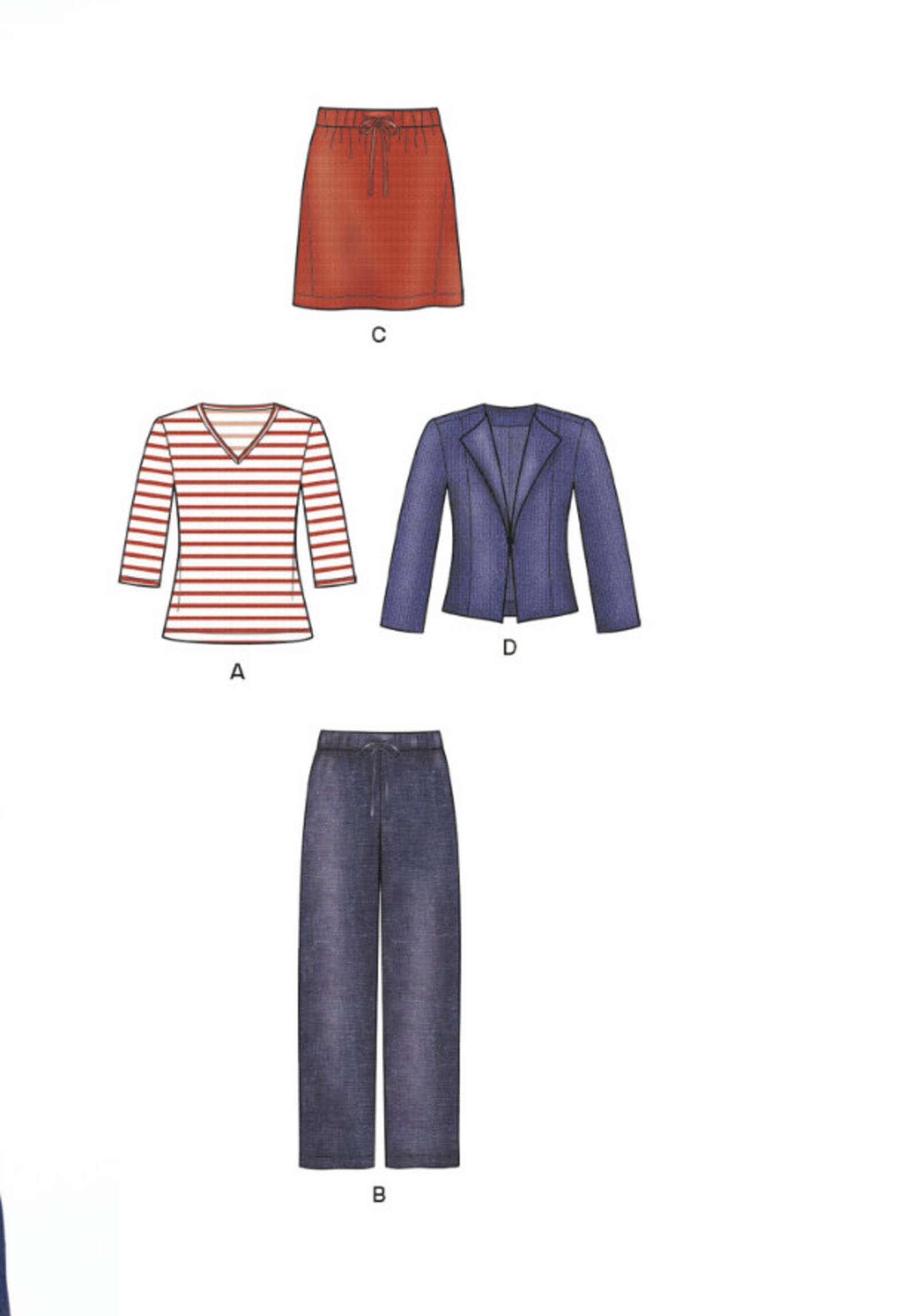 Sewing Pattern for Womens Jacket, Pants, Skirt and Knit Top, New Look ...