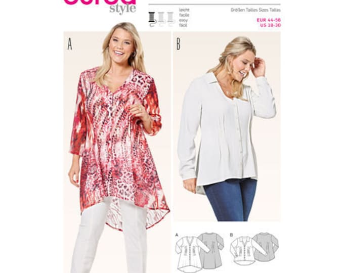 Sewing Pattern for Womens Plus Size Tunic Tops, Burda Style Pattern ...
