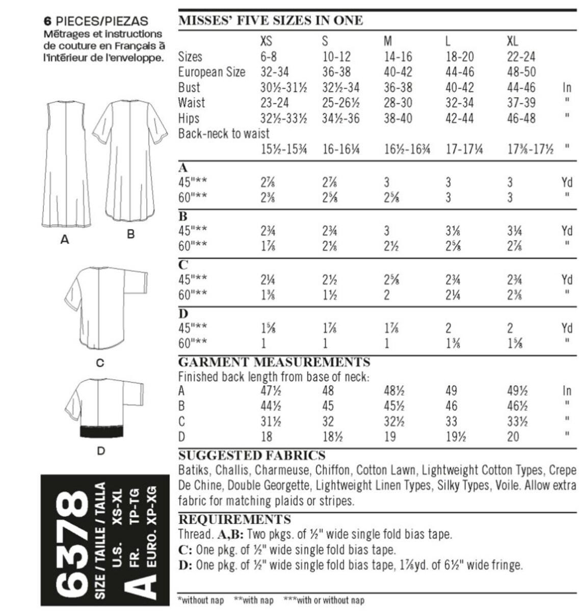 Sewing Pattern Womens Kimonos New Look Pattern 6378 New - Etsy