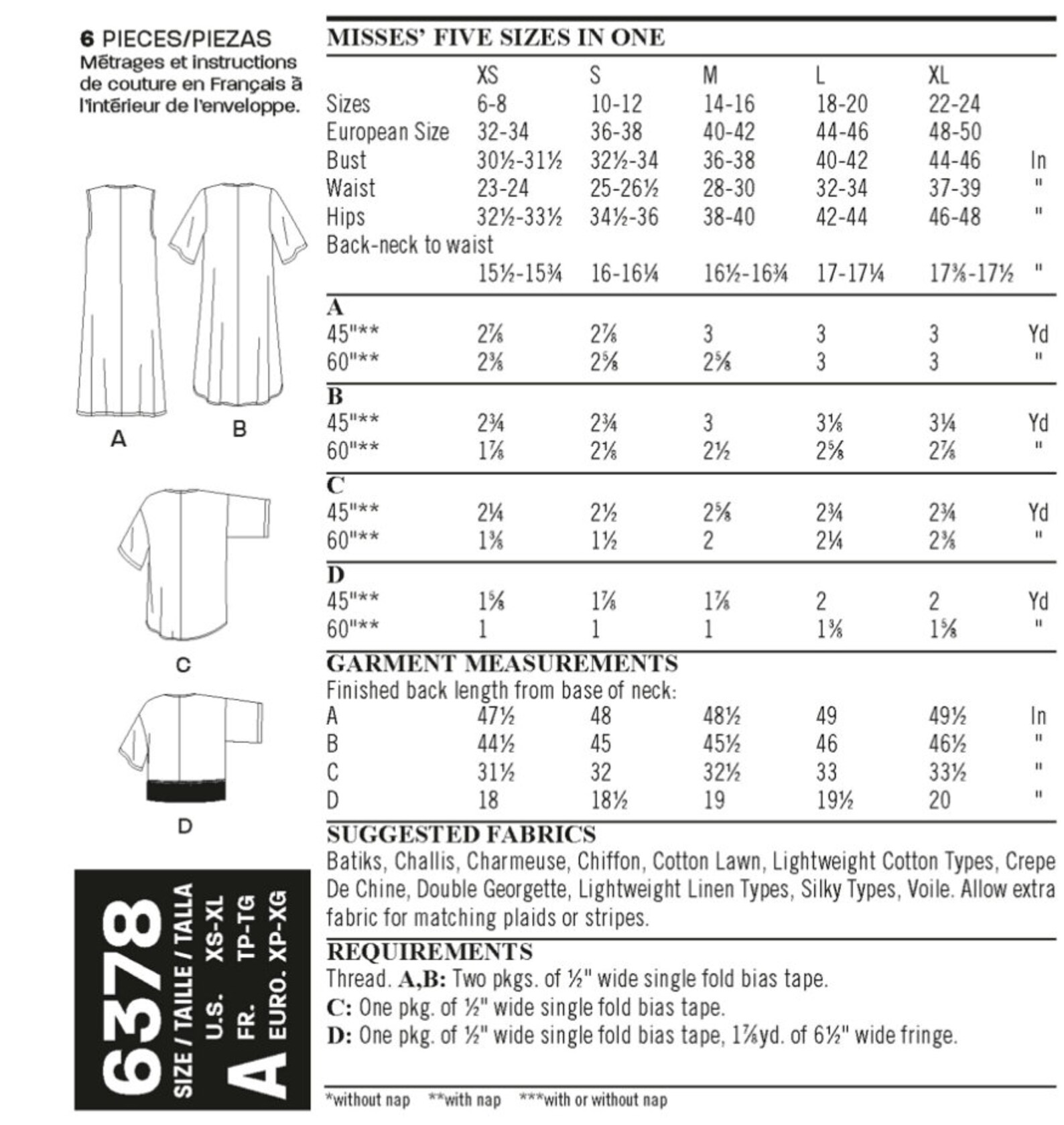 Sewing Pattern Womens Kimonos, New Look Pattern 6378, New Pattern ...