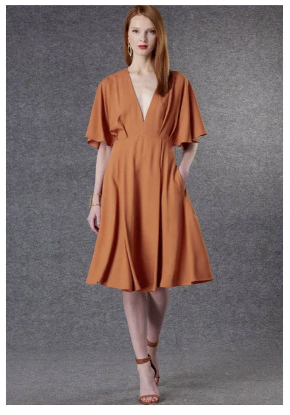 Sewing Pattern Womens Deep V Neck Dress Vogue Pattern V1801 | Etsy