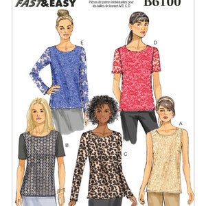 Sewing Pattern for Womens Pullover Tops, Butterick Pattern B6754, Plus ...
