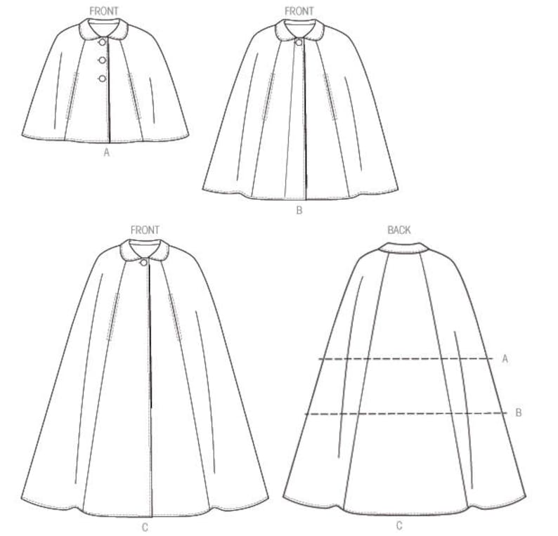 Sewing Pattern for Misses' ROUND COLLAR CAPES in Three - Etsy