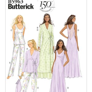 Sewing Pattern for Womens' Side-tie Robe, Top, Gown, Pants and ...