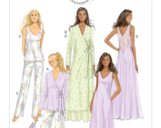 Sewing Pattern for Womens' Side-tie Robe, Top, Gown, Pants and ...