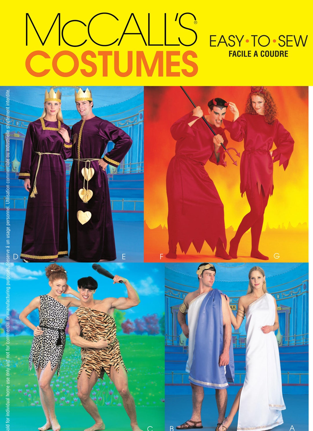 Sewing Pattern for Couples Costumes,mccall's Pattern M2895, Halloween ...
