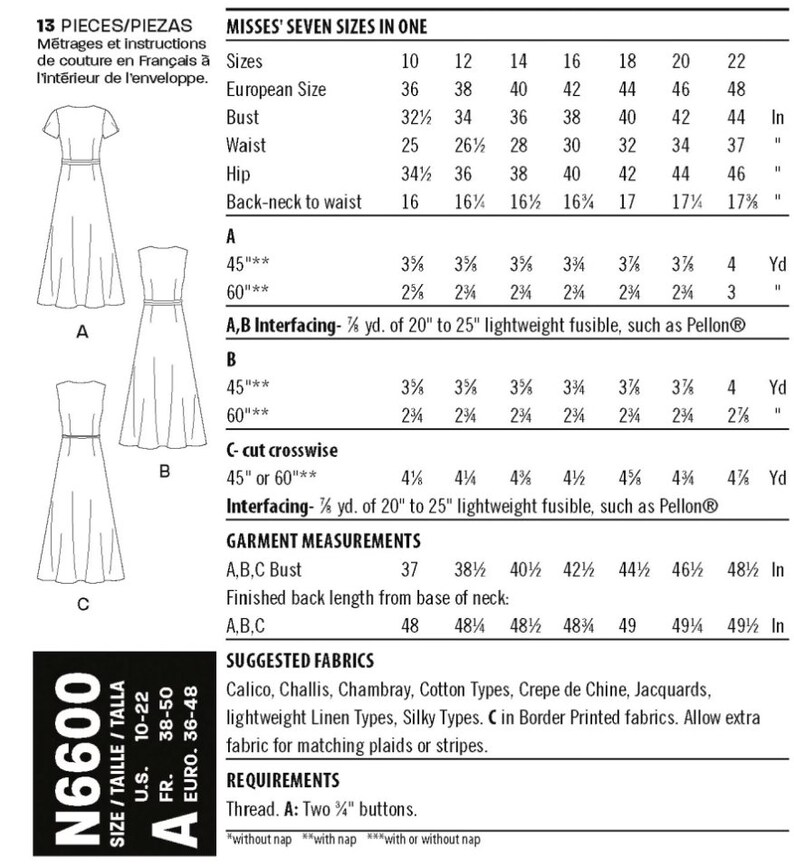 Sewing Pattern for Womens Wrap Dress New Look Pattern 6600 - Etsy