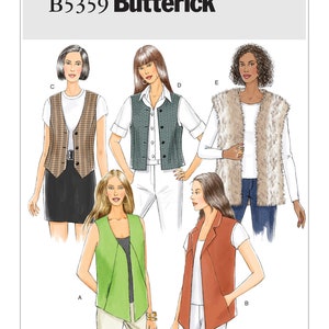 Sewing Pattern for Womens Vests in Five Styles, Butterick Pattern B6745 ...