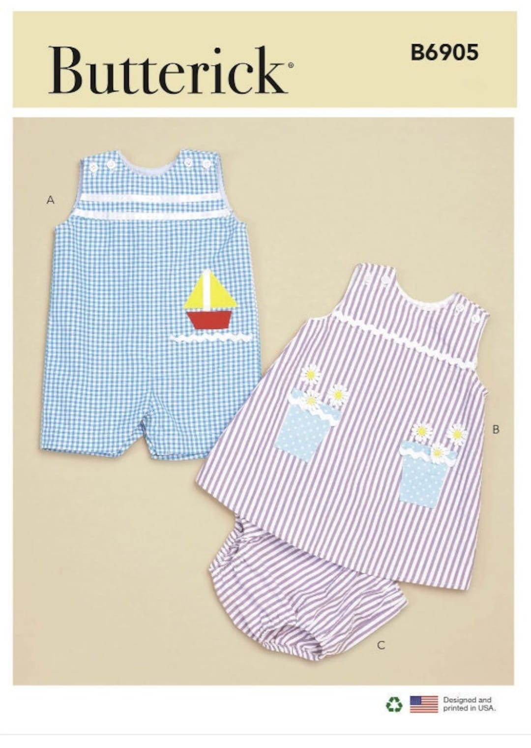 Sewing Pattern for Baby Overalls, Dress and Panties, Butterick Pattern ...