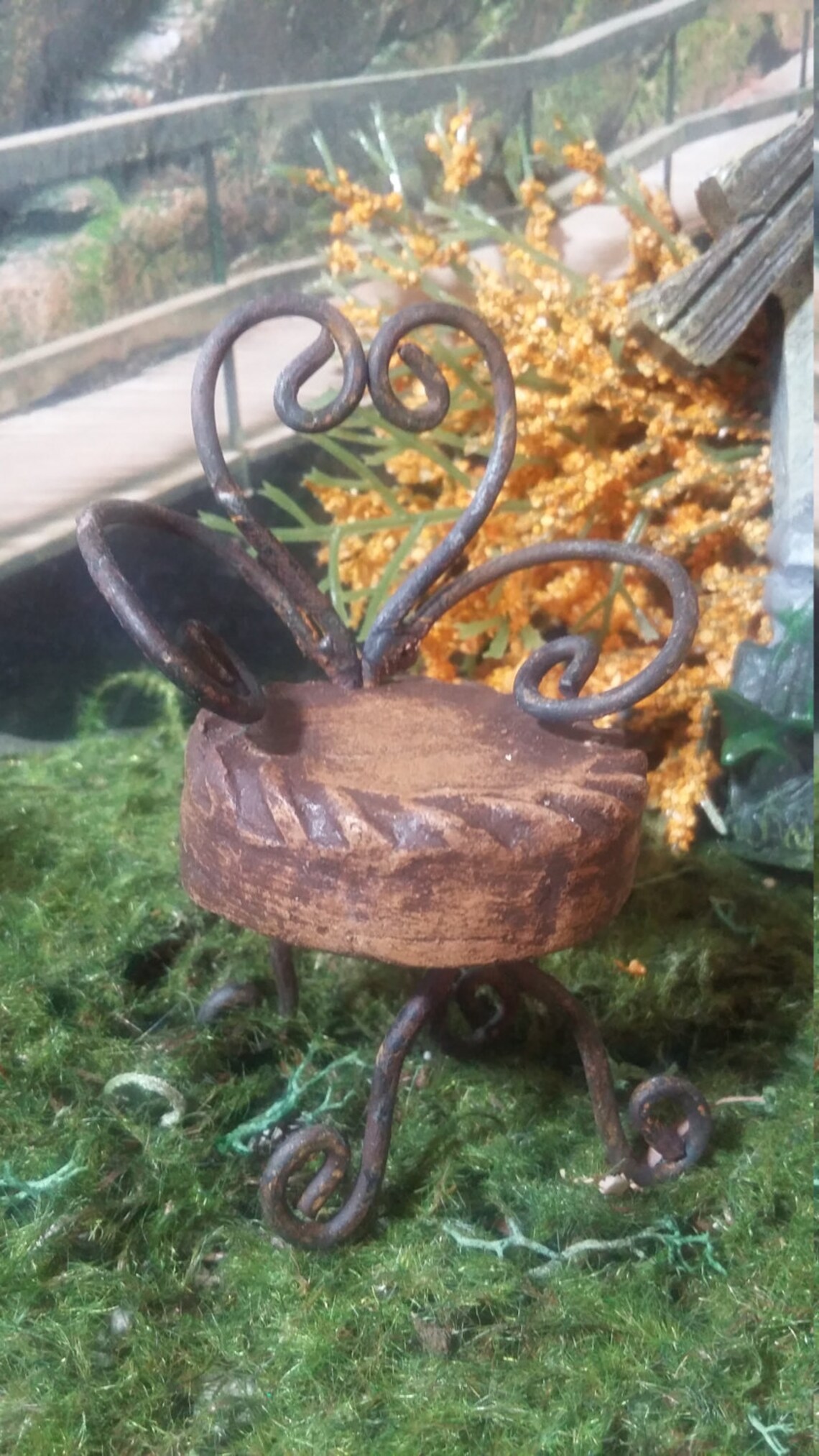Fairy Garden Miniature Chair Clay and Rusted Wire French | Etsy