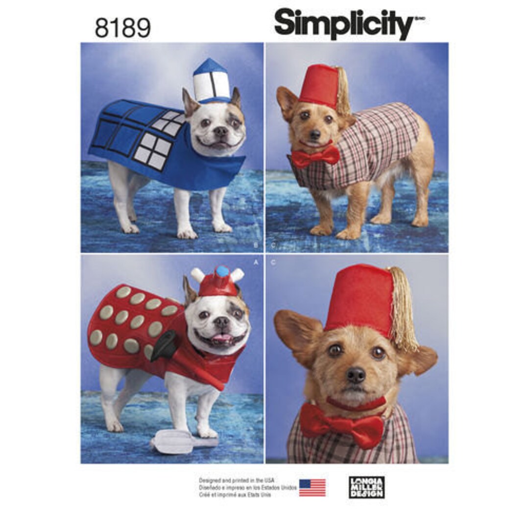 Sew Pattern for Clothes or Costumes for Your Dog; Simplicity 8189, Dog ...