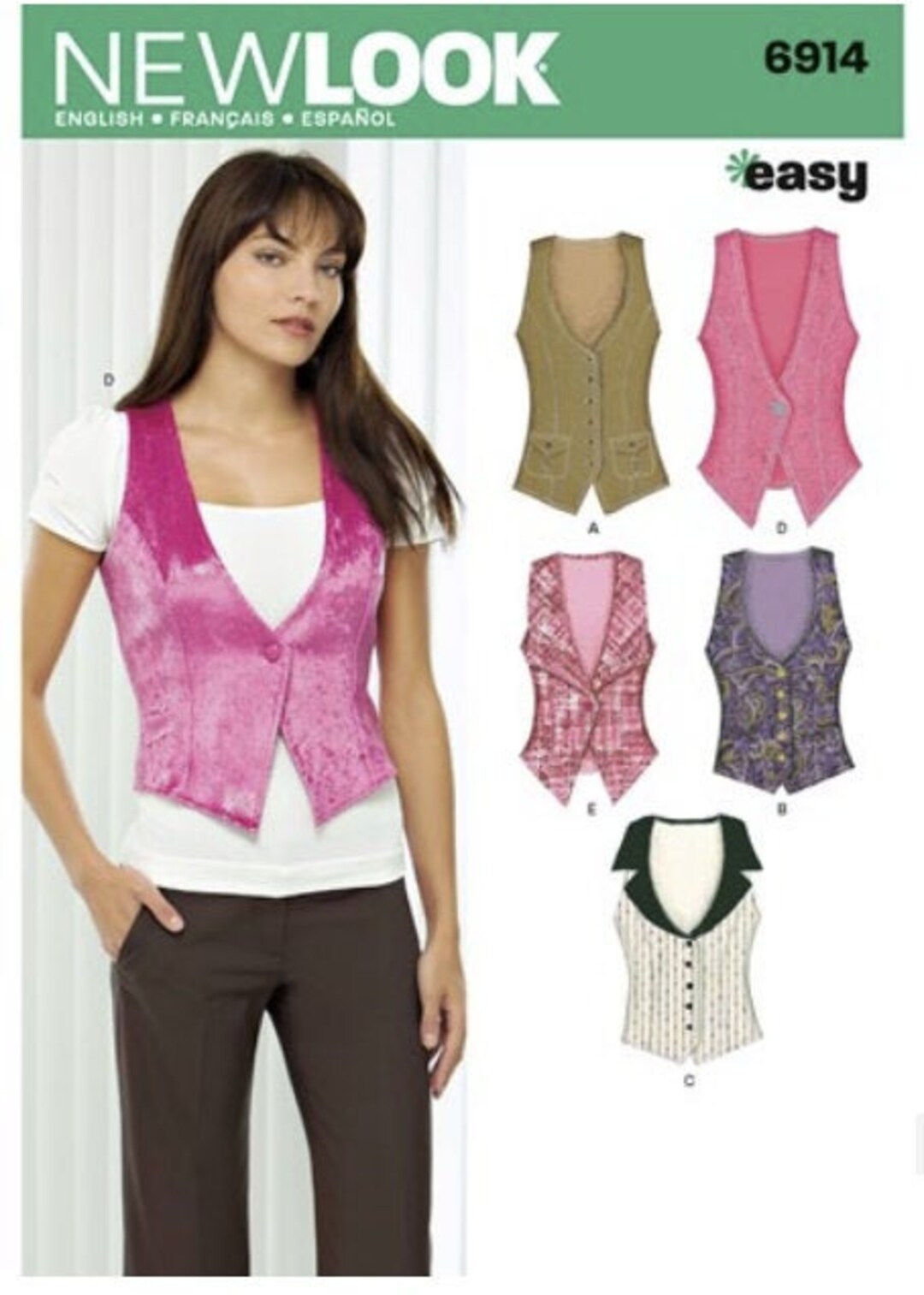 Sewing Pattern Womens VESTS, New Look Pattern N6914, New Pattern ...
