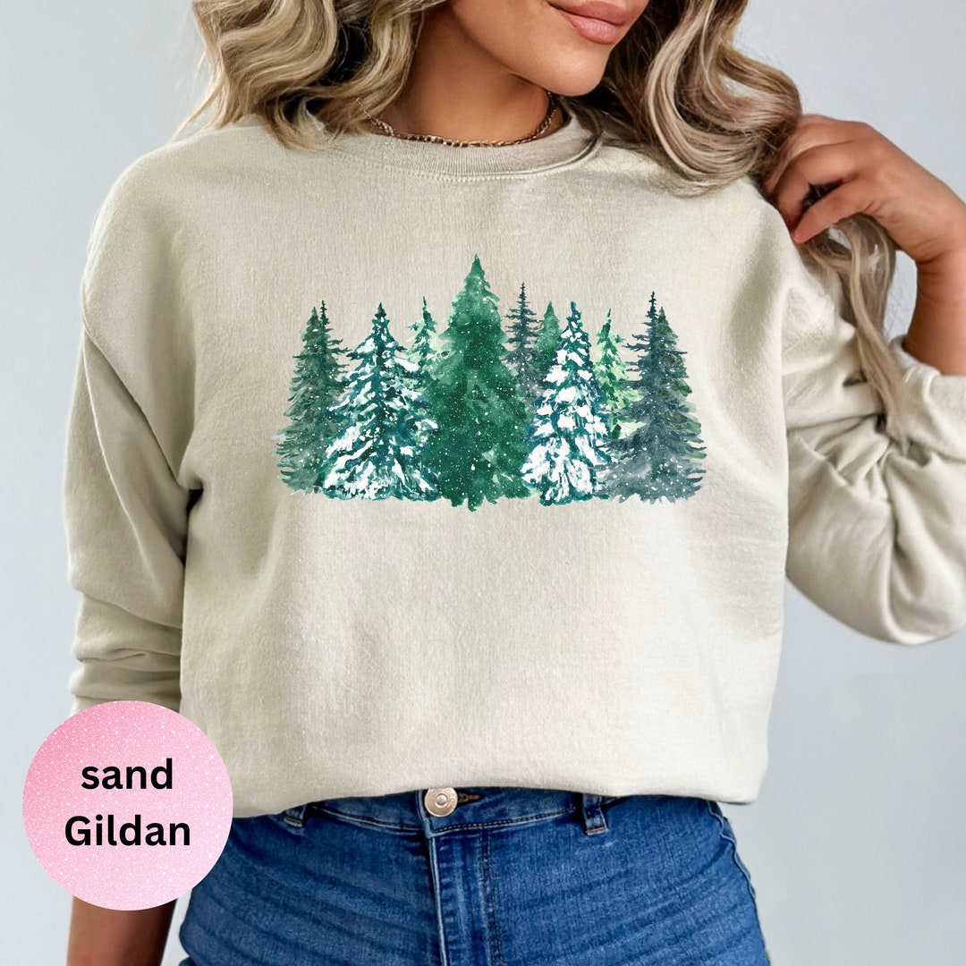 Trees Nature Evergreen Trees Sweatshirt Snow Covered Evergreen Trees ...