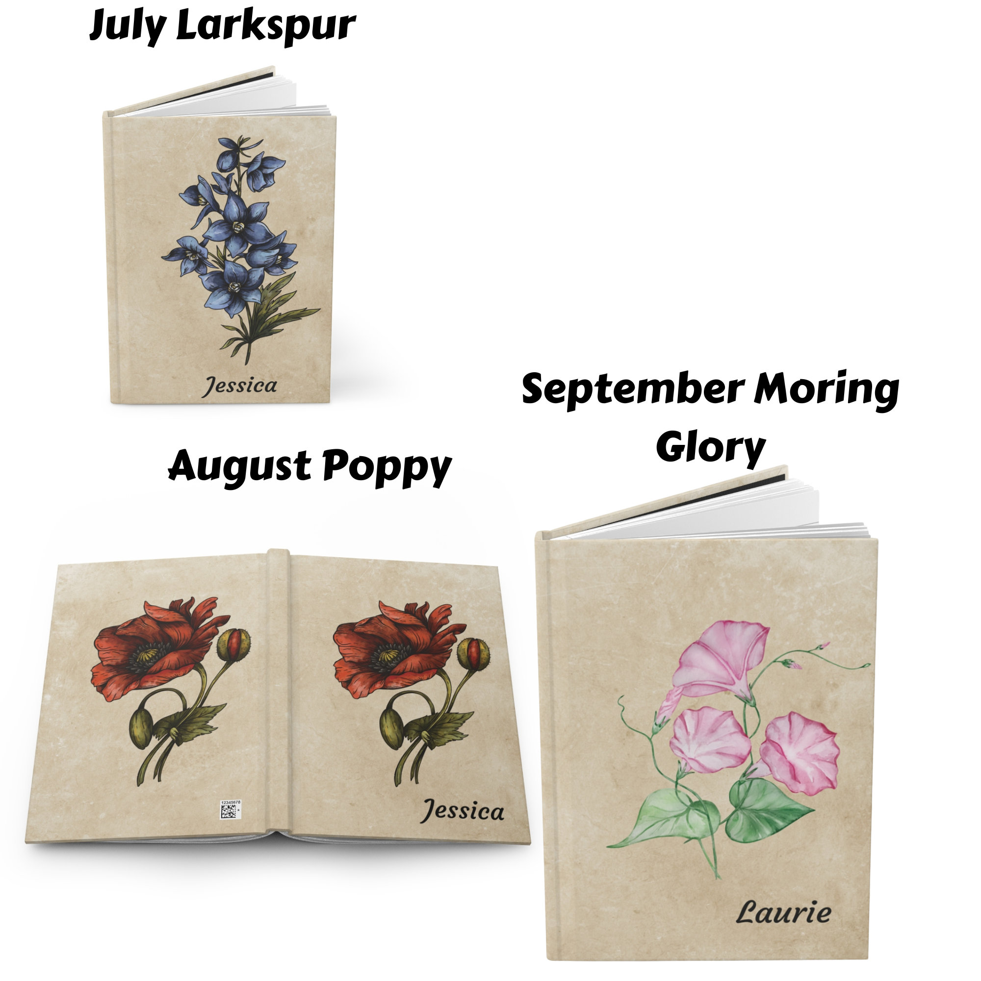 Custom Birth Month Flower, Personalized Journal, Custom Gift ...