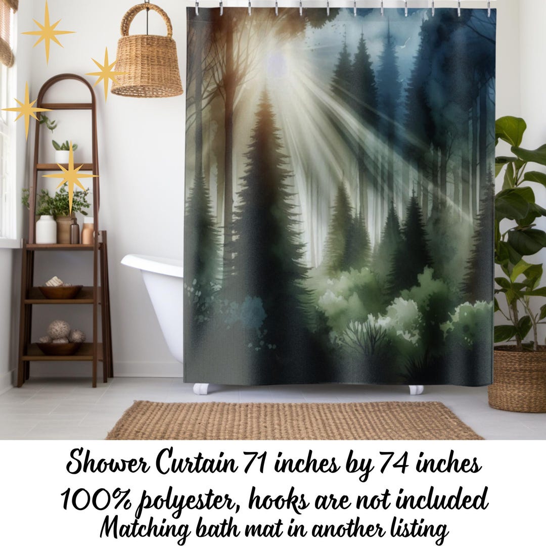 Tree Forest Shower Curtain Bathroom Design Shower Curtain Nature Lover ...