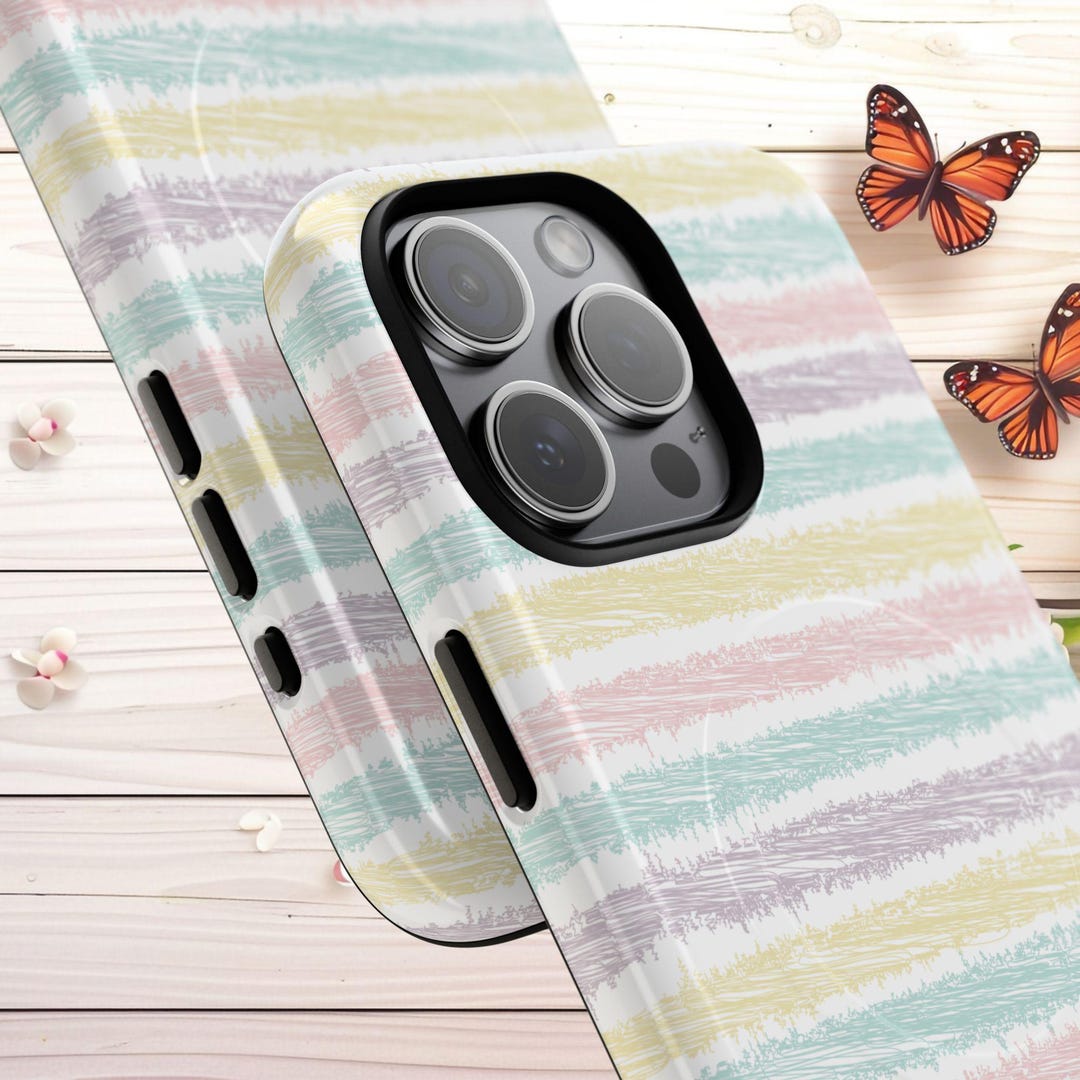 Hand Drawn Pastel Striped Magnetic Phone Cases iPhone 17, 16 15 14 ...