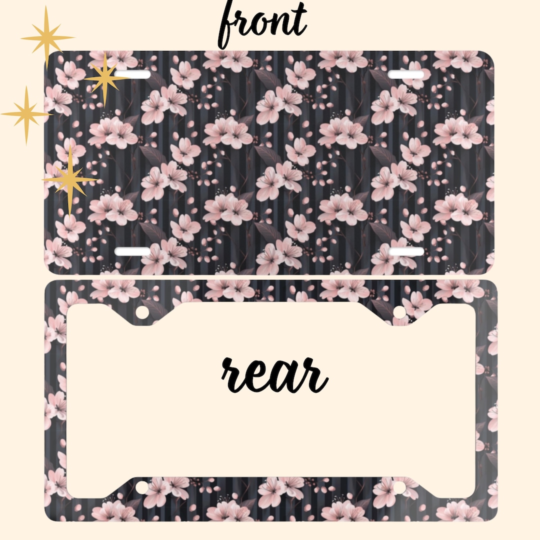 Cherry Blossom Metal License Plate Frame Car Decor Sakura Pink Floral ...