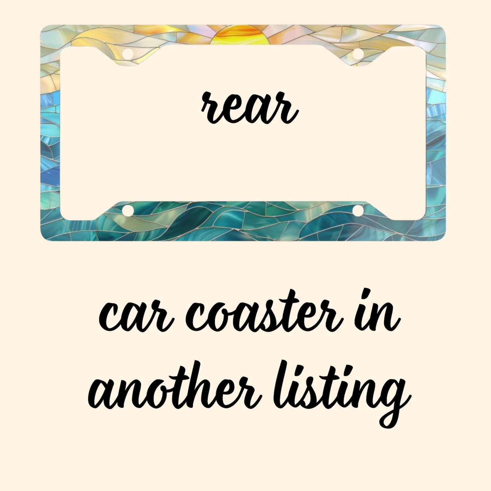 Stained Glass Ocean Metal License Plate Frame Nature Lover Decor Sunset ...