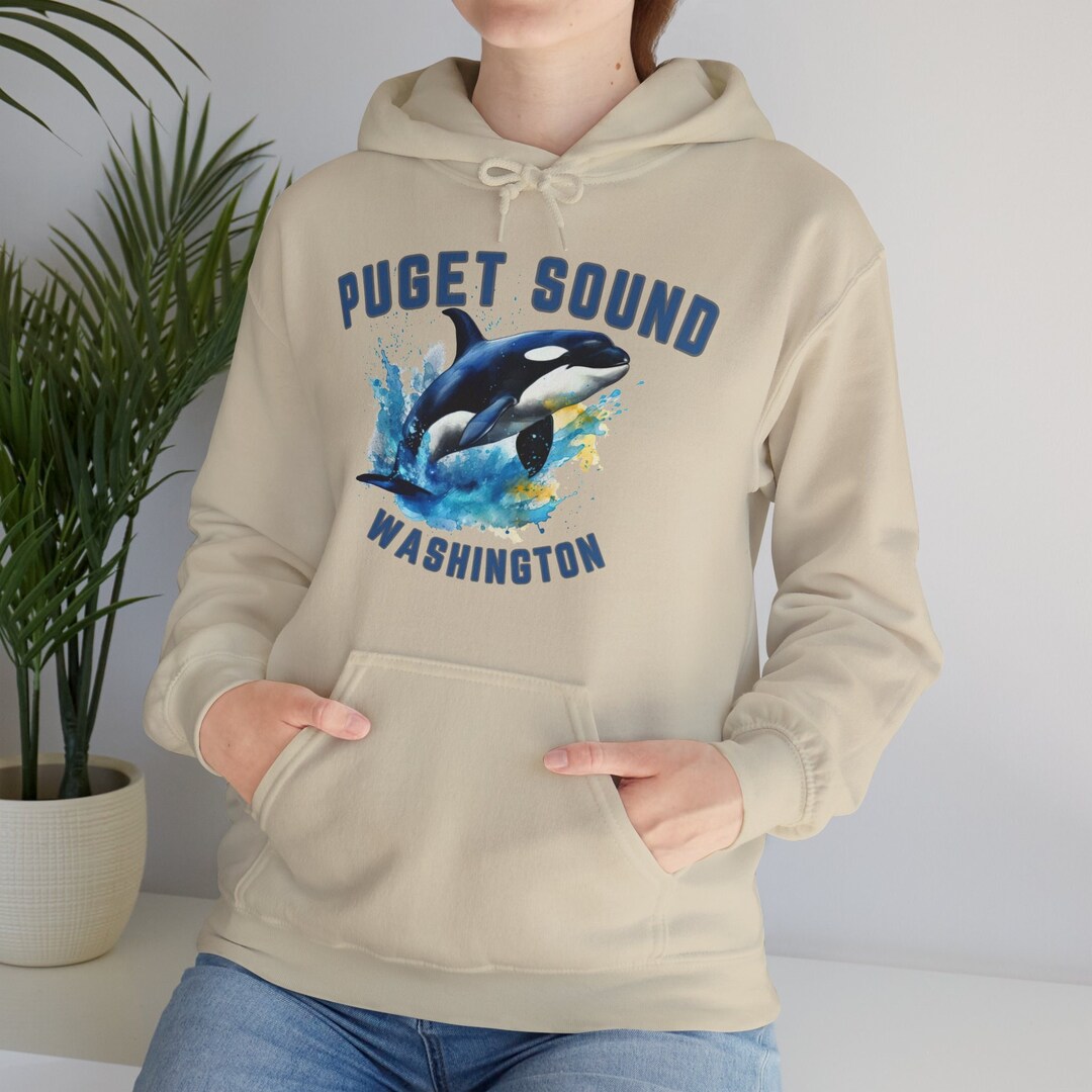 Orca Puget Sound Hoodie, Killer Whale Hooded Sweatshirt, Gift for PNW ...