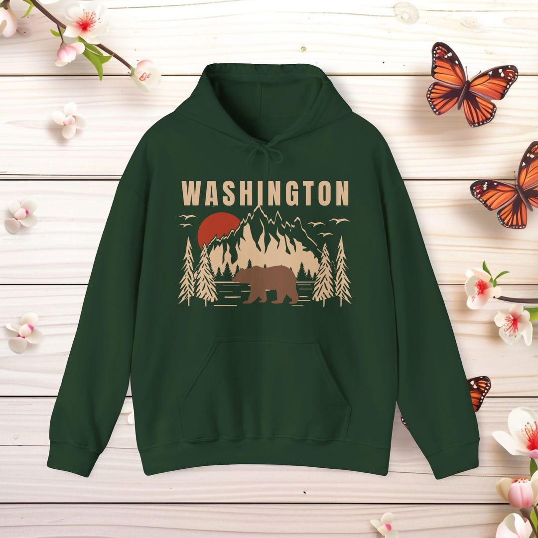 Washington Hoodie Sweatshirt, Pacific Northwest Aesthetic Camping ...