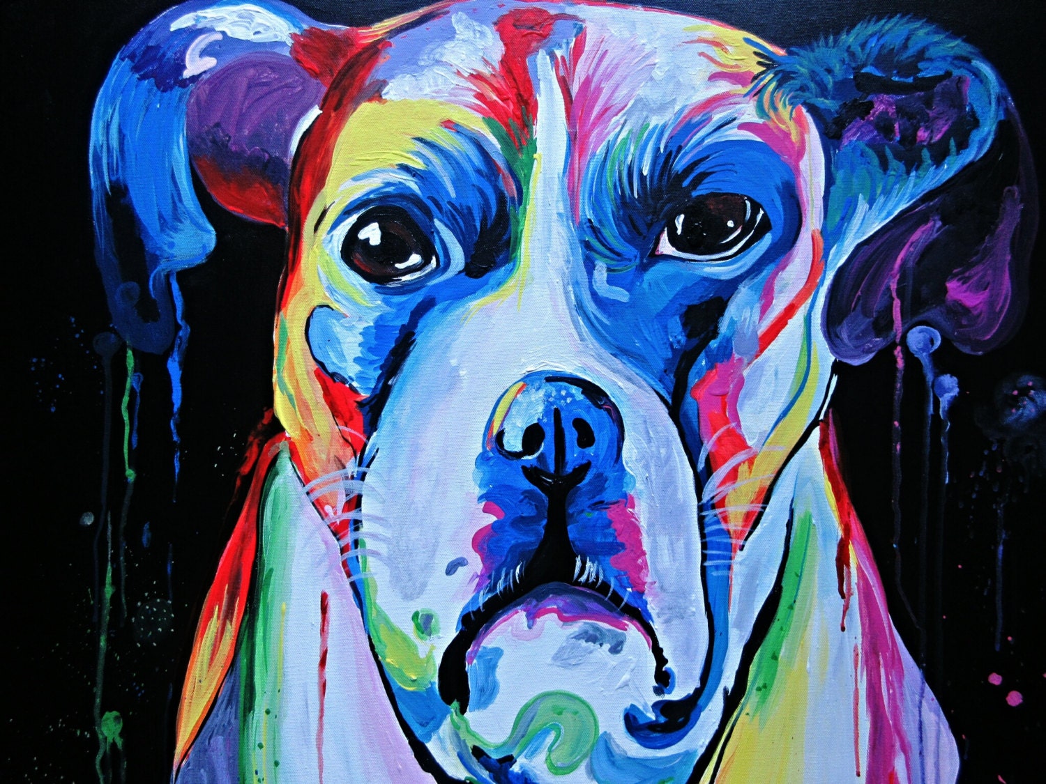 Dog Painting, Puppy Dog Art, Original Painting, Rainbow Dog Art, Wall ...