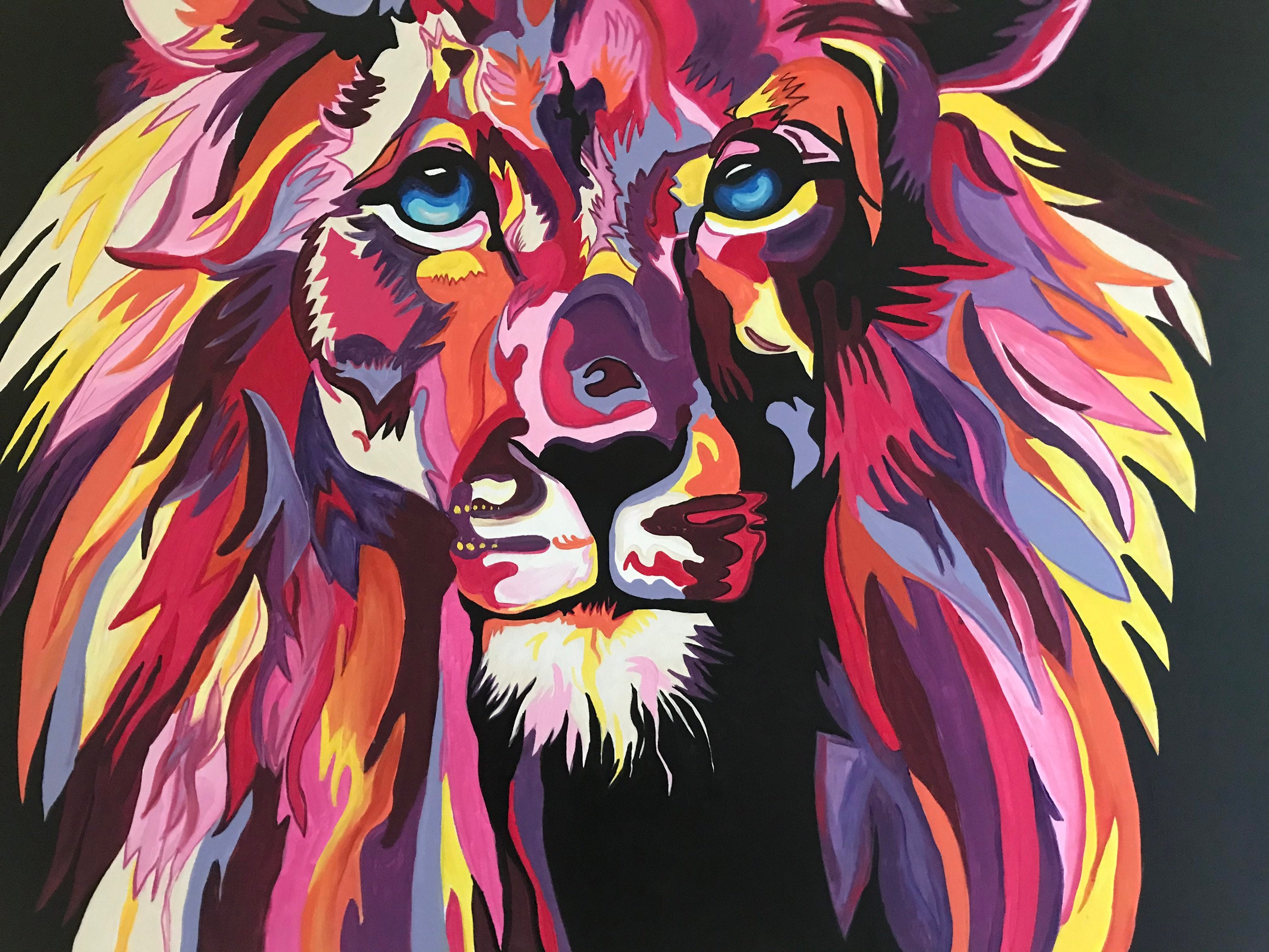 Lion Painting, Colorful Lion Art, Lions Decor, Lioness Art, Safari ...