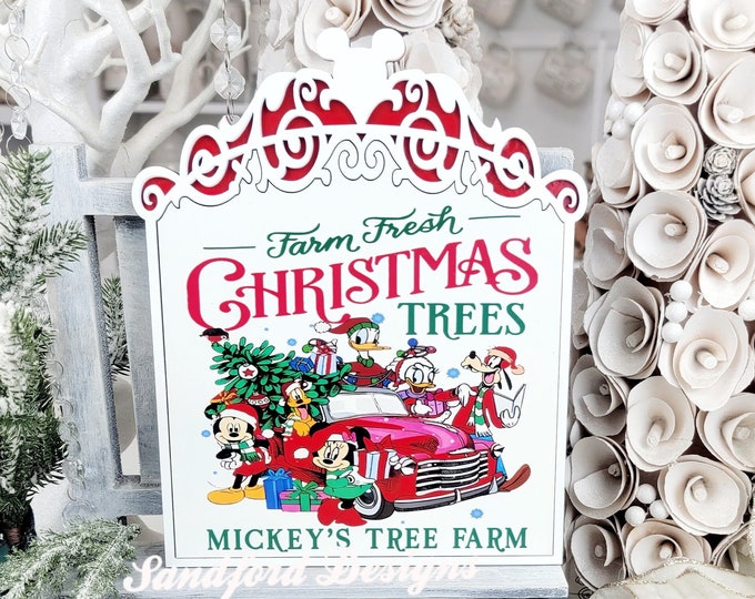 Christmas Mickey and Friends Truck Sign Disney Christmas Tree Farm ...