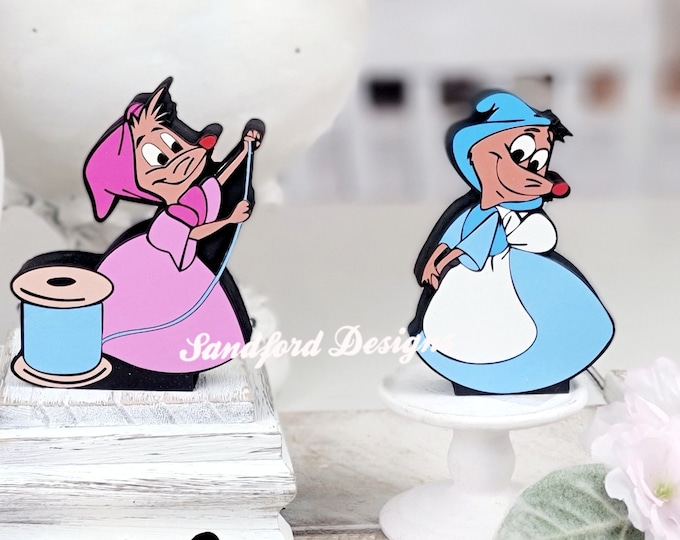 Cinderella Mice Decorations Perla and Suzy Mice Wood Decor Bibbidi ...