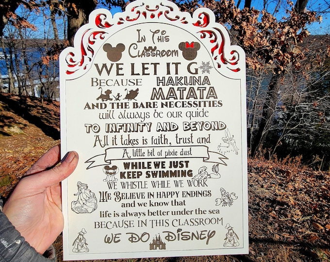 Disney Classroom Rules Sign, Disney Teacher Gift Disney Wall Art for ...