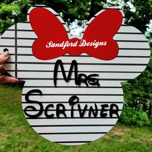 Minnie Mouse Teacher Paper Wood Sign - Classroom Decor and Appreciation ...