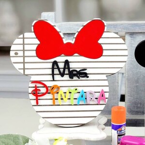 Minnie Mouse Teacher Paper Wood Sign Classroom Decor and Appreciation ...