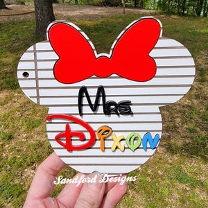Minnie Mouse Teacher Paper Wood Sign - Classroom Decor and Appreciation ...