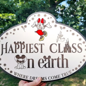 Minnie Teacher Sign, Disney Teacher Gift, Happiest Class on Earth ...