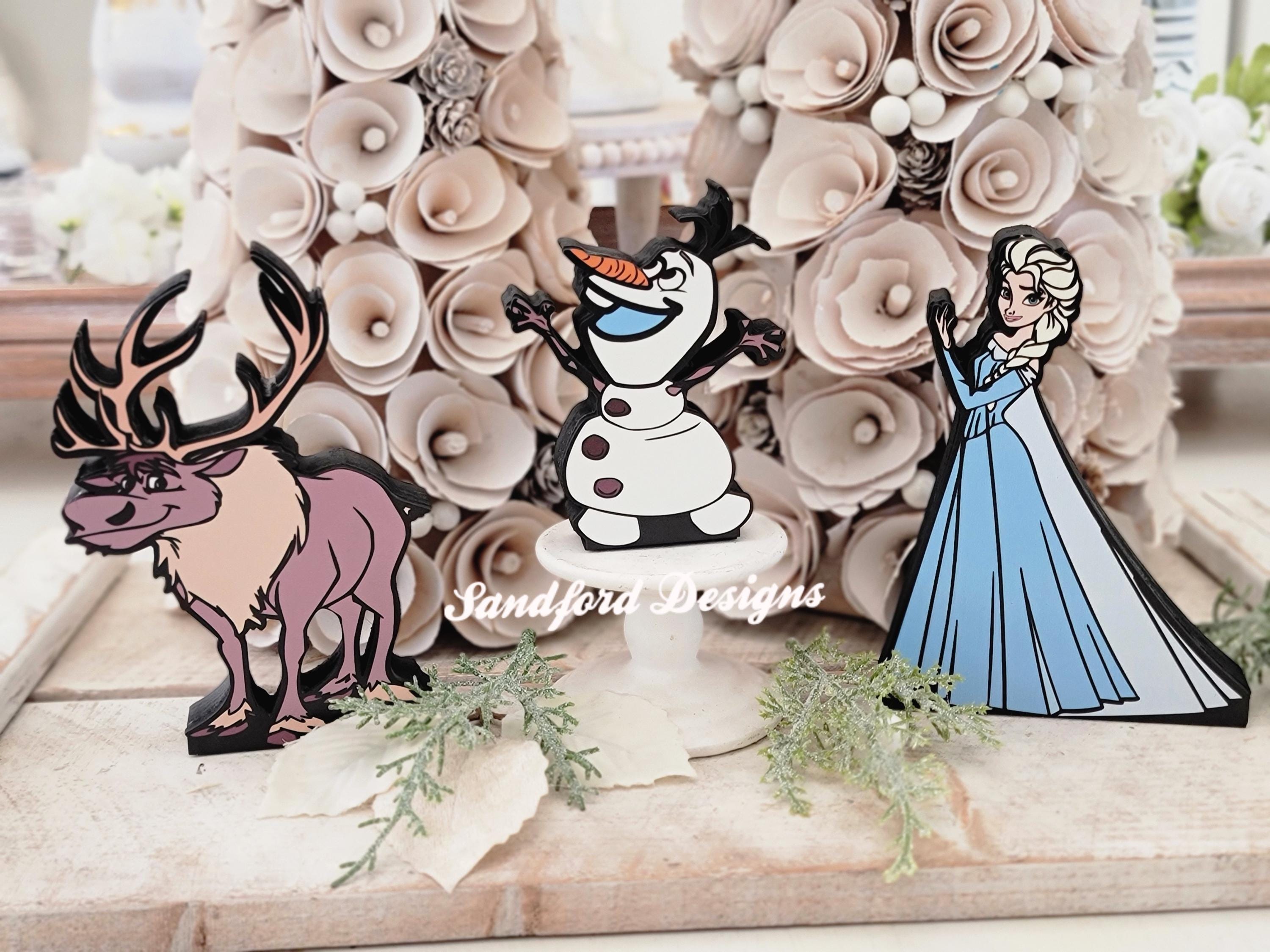 Disney Frozen Elsa, Olaf, and Sven Self-standing Wood Pieces, Frozen ...